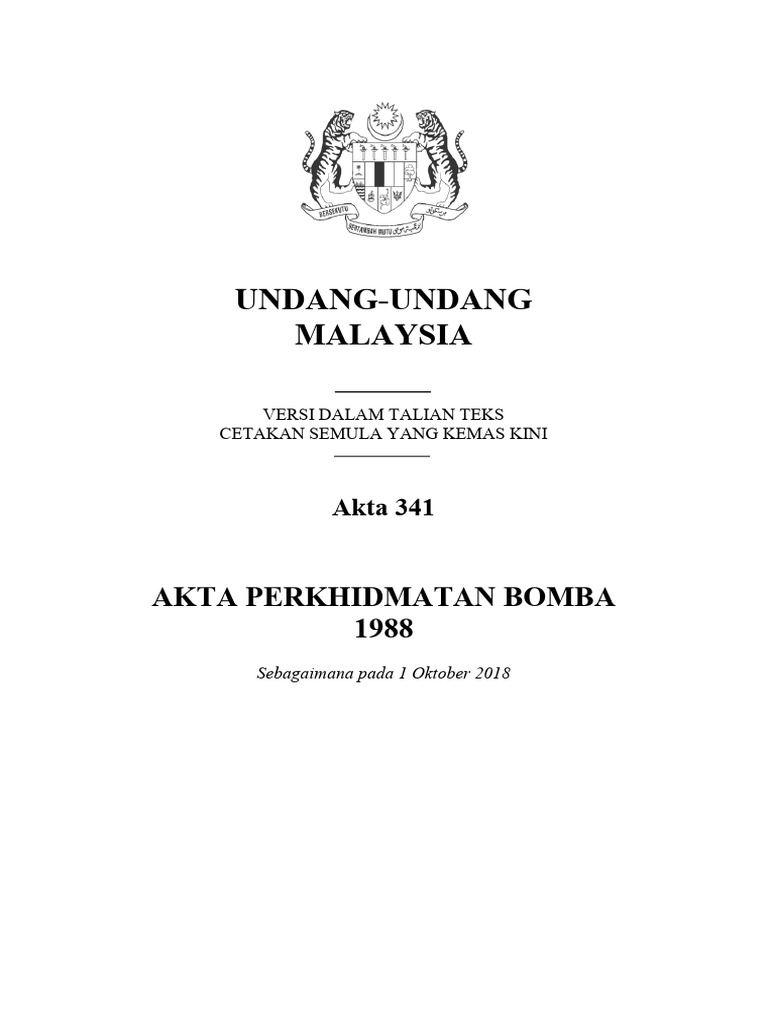 Bab5 - Akta - 341 - Akta - Perkhidmatan - Bomba - 1988 | PDF
