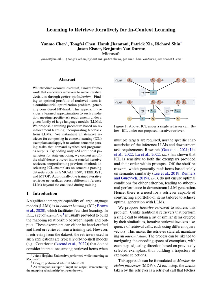 Learning to Retrieve Iteratively for In-Context Learning | PDF | Learning | Artificial Intelligence