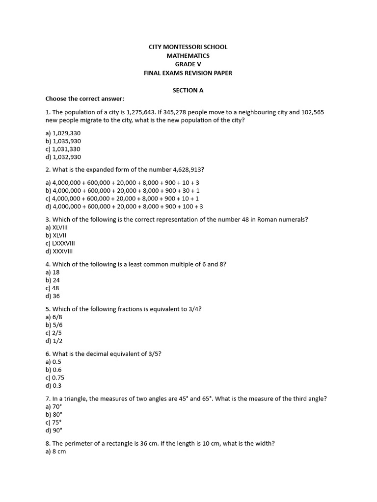 Maths Revision Paper Set A Finals | PDF | Rectangle | Elementary Geometry
