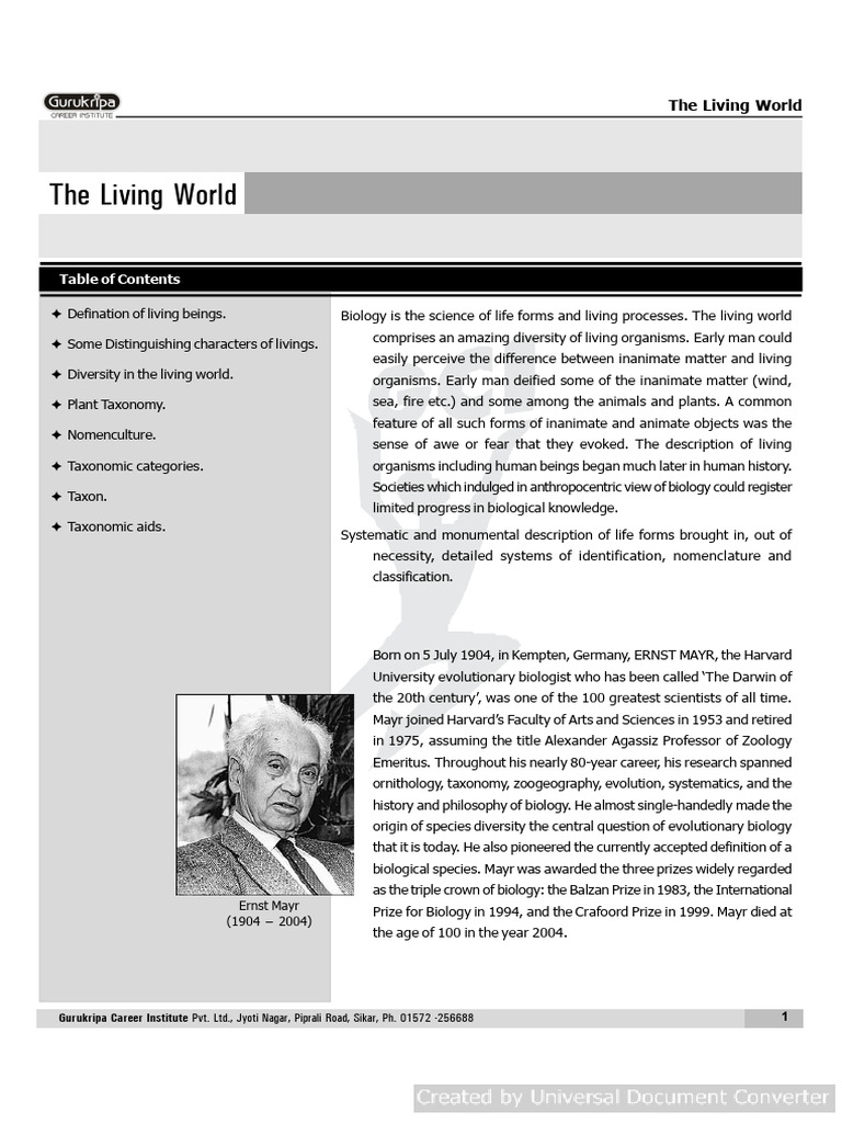 Understanding the Living World: Biology Basics | PDF | Taxonomy (Biology) | Taxon