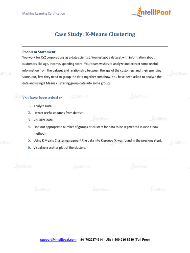 Python K Means Clustering Case Study Problem Statement | PDF
