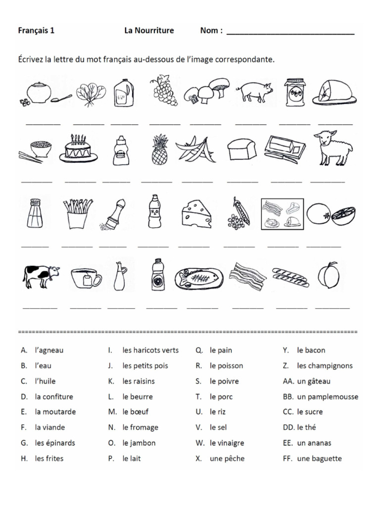 FrenchFoodPictureMatching 2 | PDF