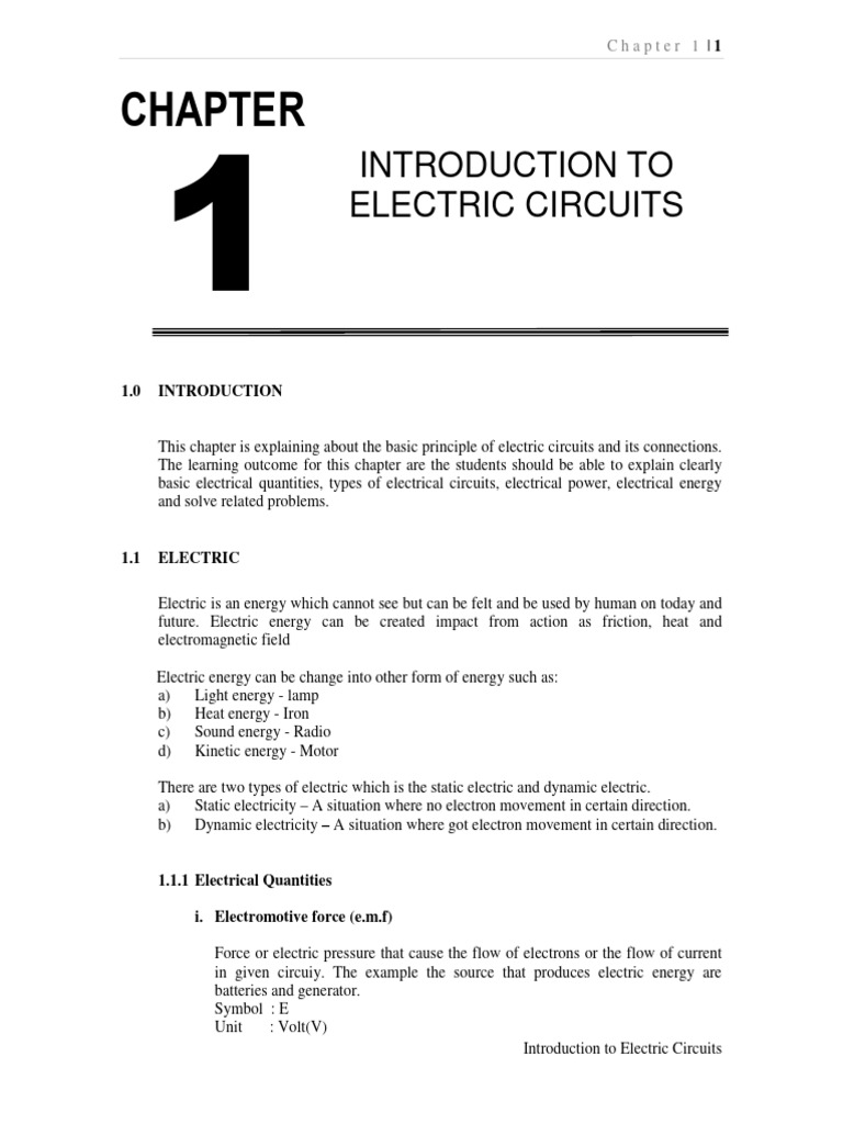 CH 1 Introduction To Electric Circuits | PDF | Electrical Resistivity ...
