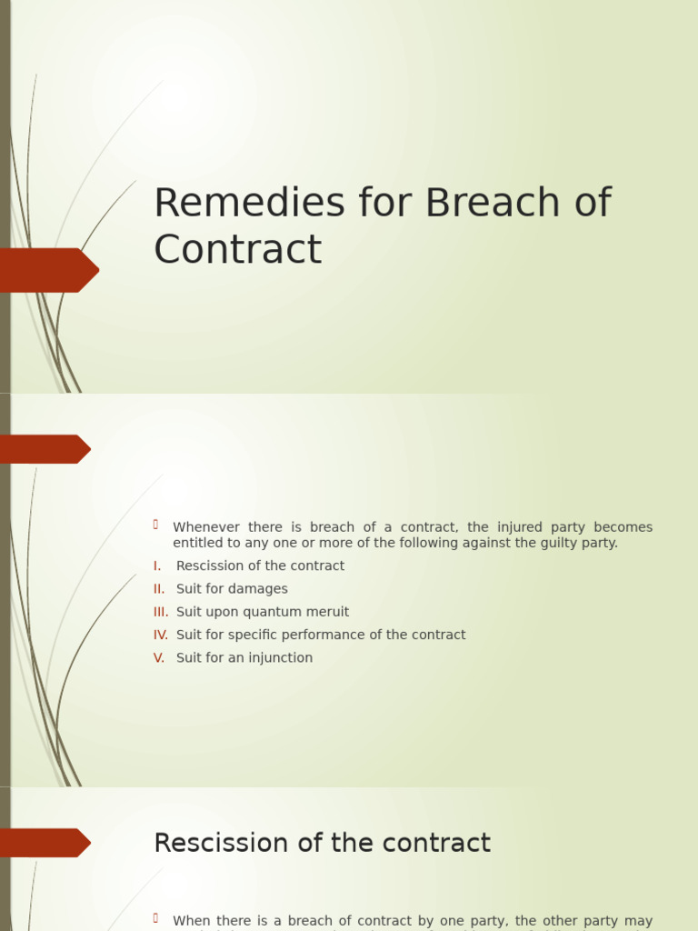 1.3 Remedies For Breach of Contract | PDF | Damages | Breach Of Contract