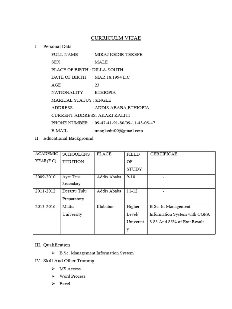 Curriculm Vitae: I. Personal Data | PDF