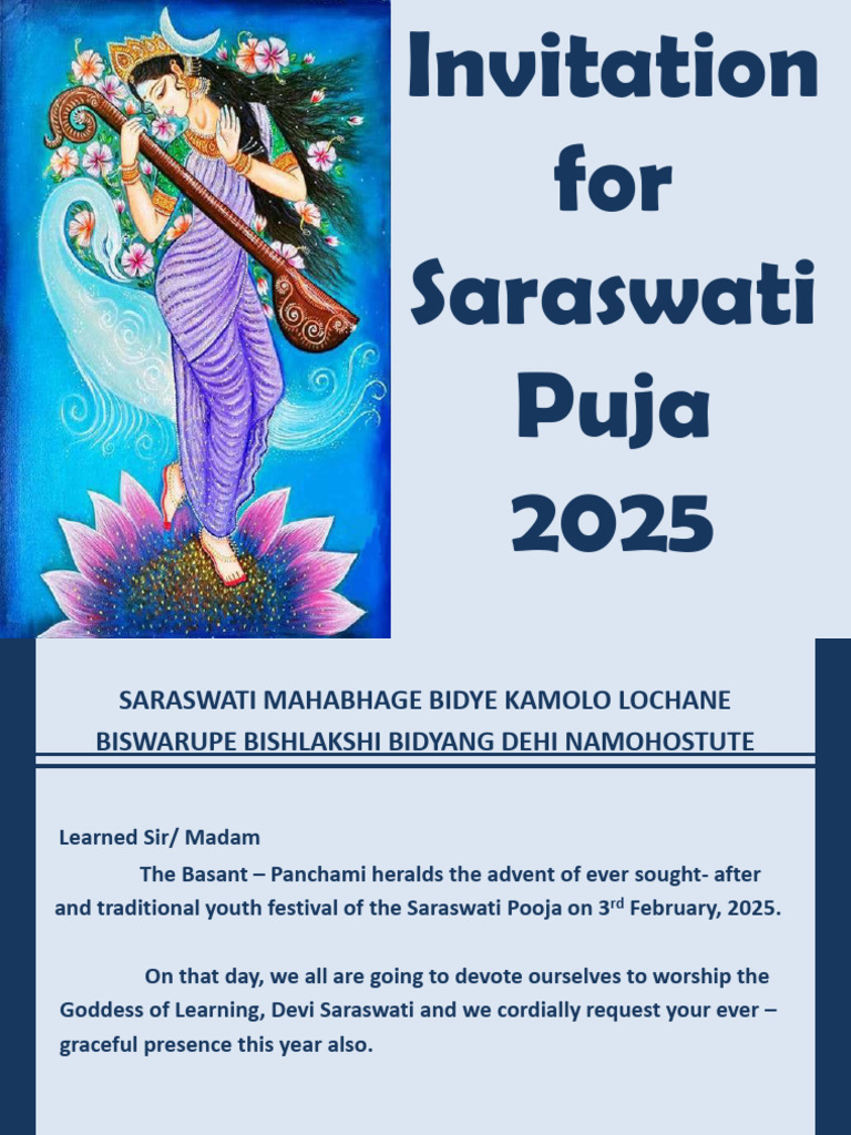 Saraswati Puja Invitation 2025 | PDF