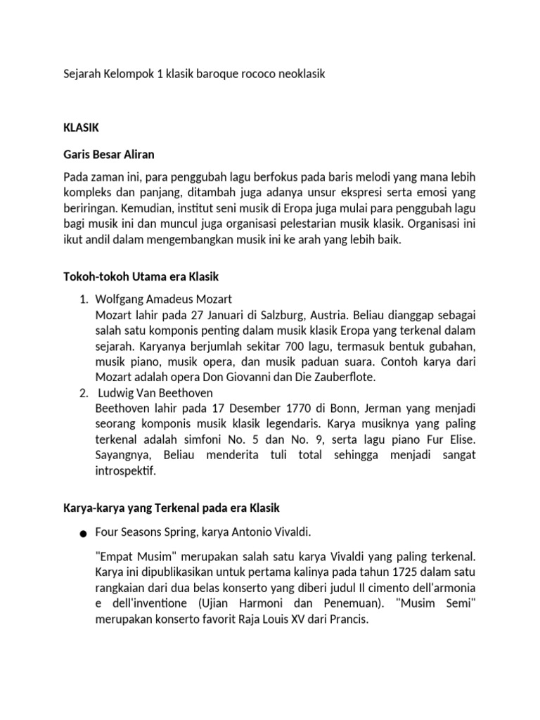 Sejarah Aliran Musik Klasik dan Baroque | PDF