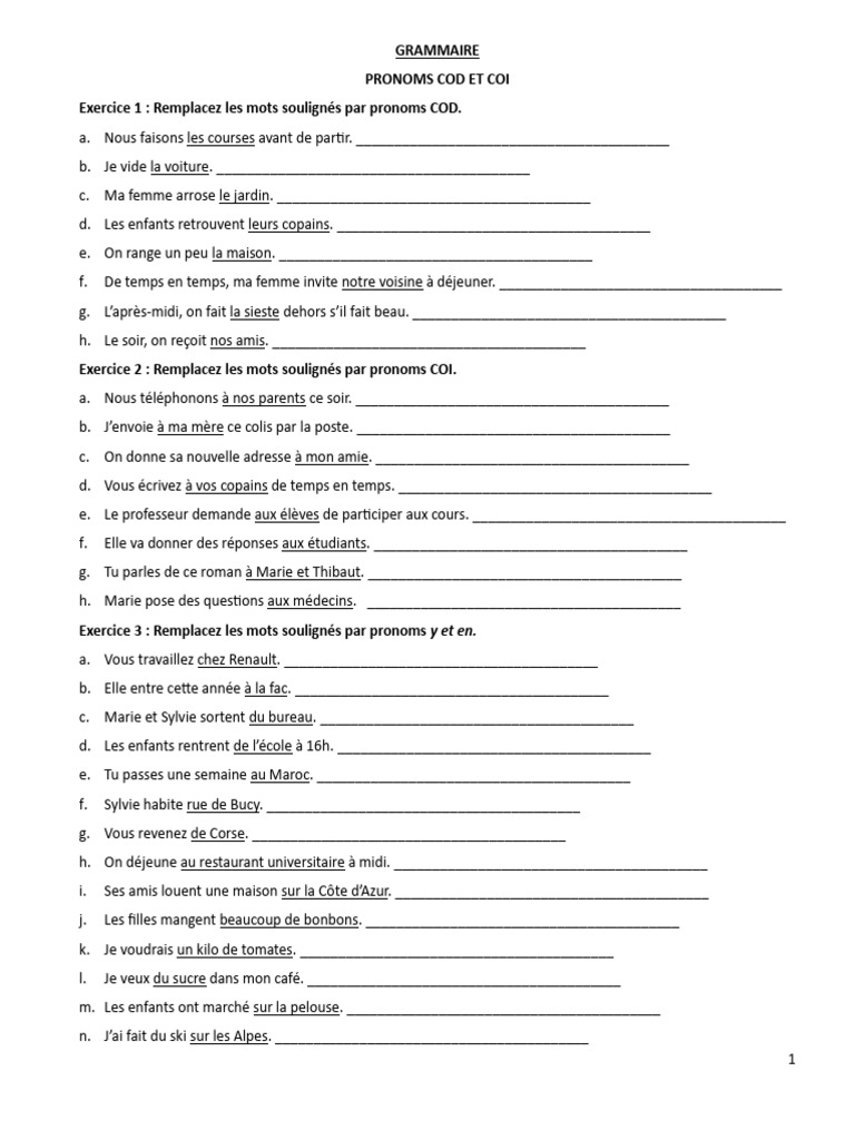 Pronoms COD COI | PDF