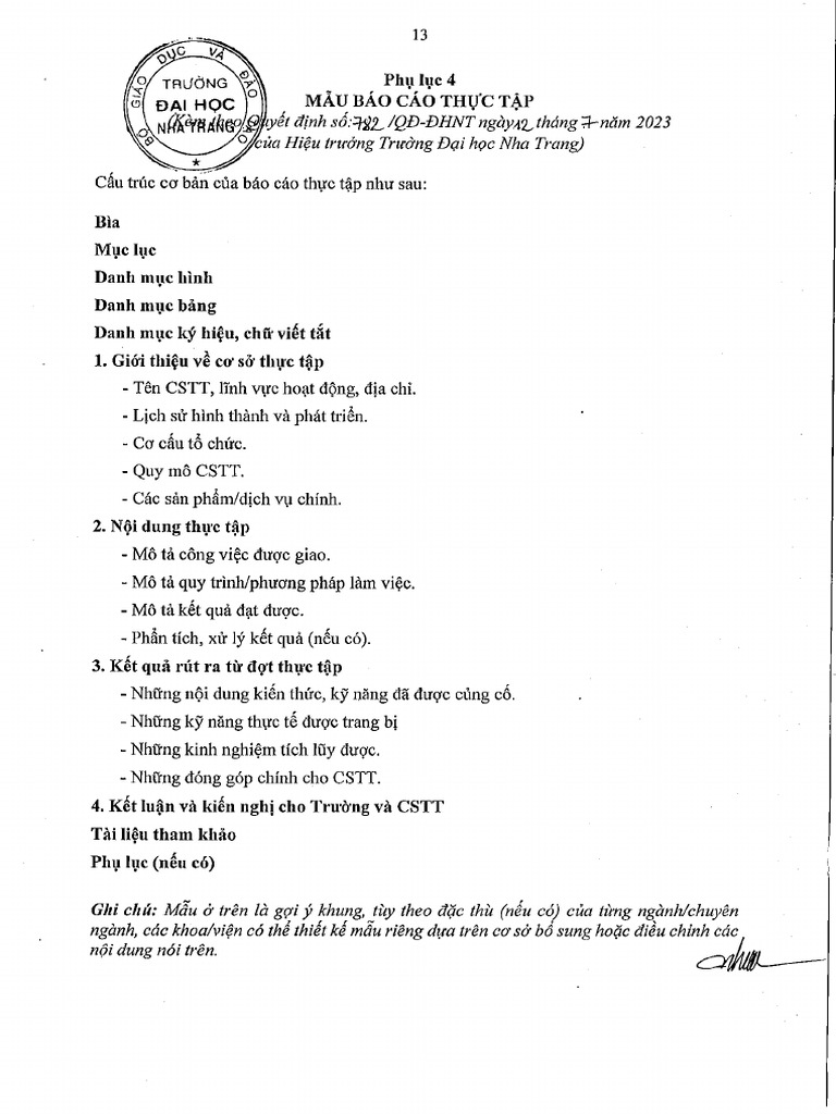 Mau bao cao thuc tap | PDF