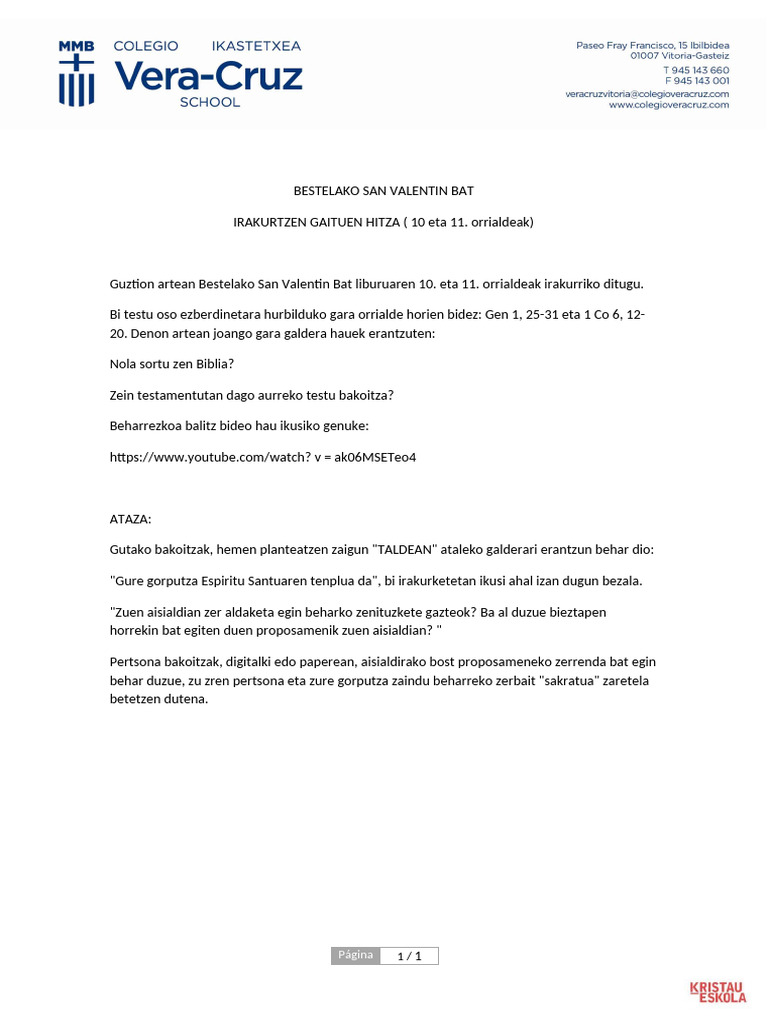 4.B DBH - IRAKURTZEN GAITUEN HITZA (10. Eta 11. Orrialdeak) - EUSKARA | PDF