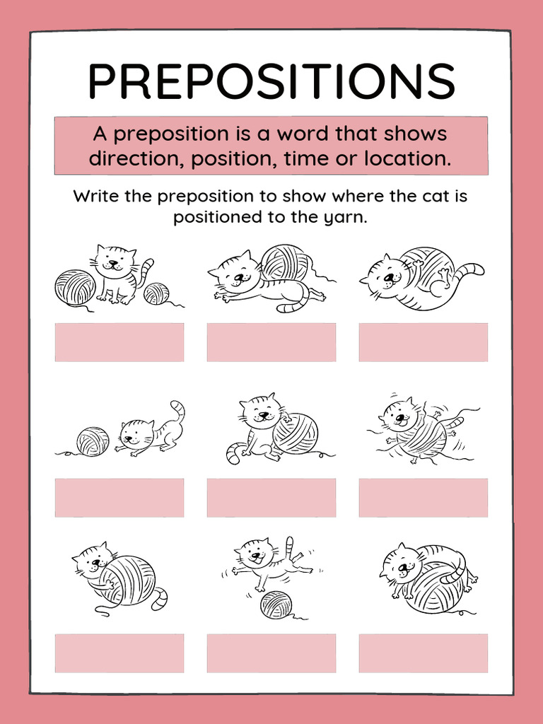 Pink Cat Prepositions English Worksheet - 20250218 - 074841 - 0000 | PDF