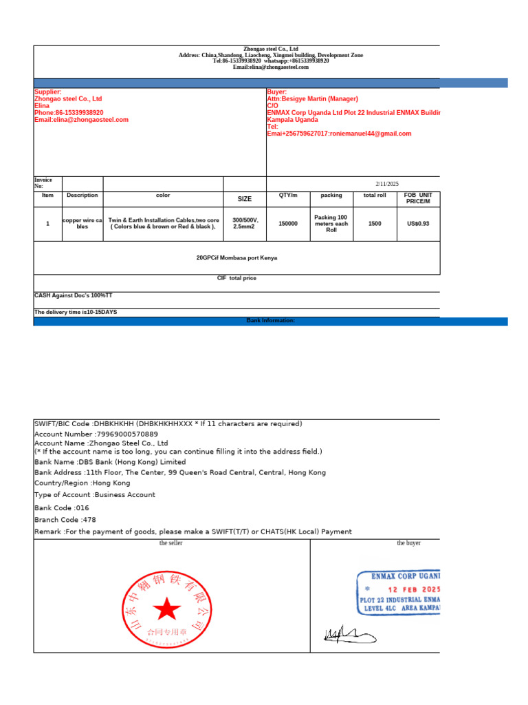 Copper Wire Cables Invoice Details | PDF