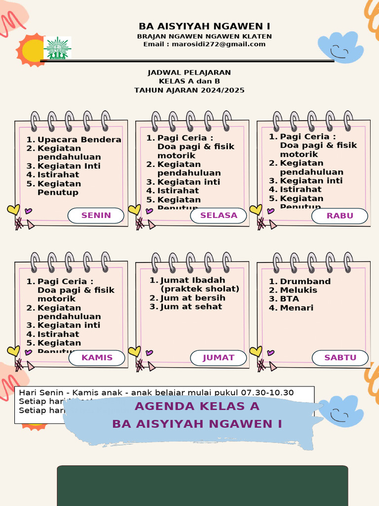 Jadwal Pelajaran TK PAUD Jateng | PDF