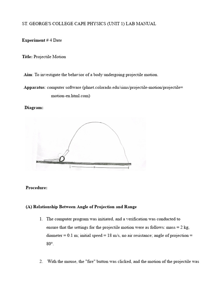 Lab 2 - Projectile Motion (ORR&AI) (1) | PDF | Applied And Interdisciplinary Physics | Quantity