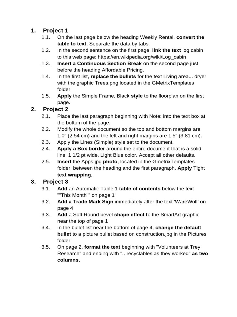 Document Formatting Projects Guide | PDF