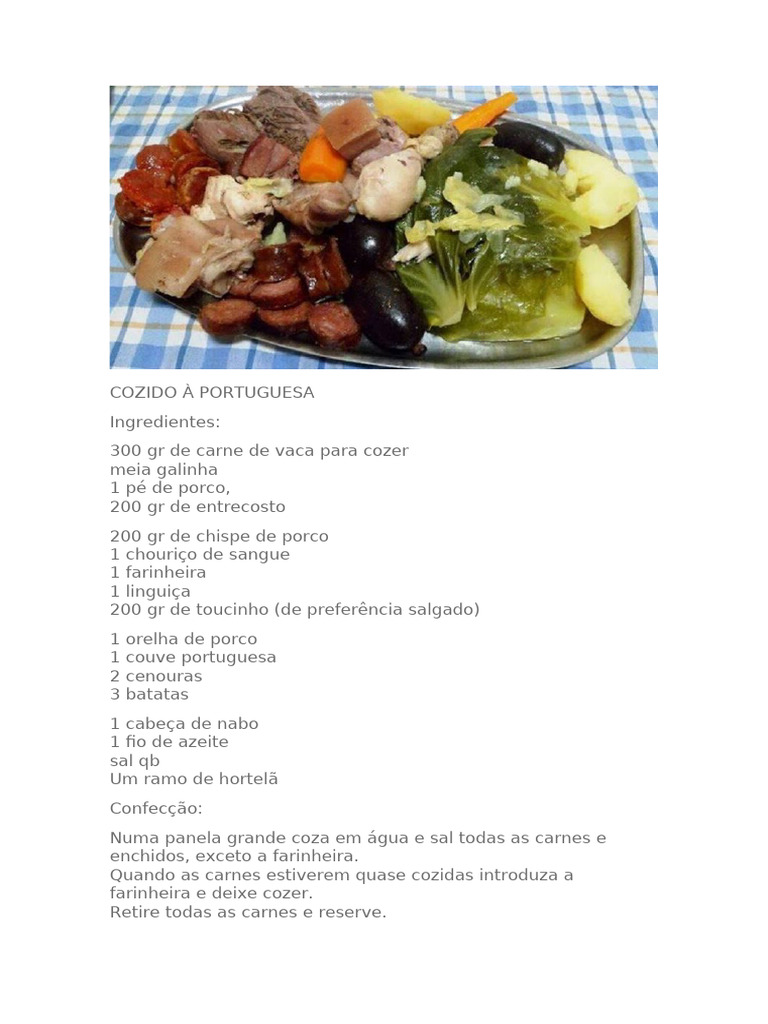 Receita Tradicional de Cozido à Portuguesa | PDF