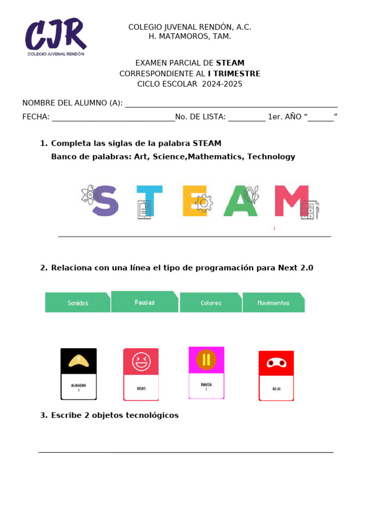 Examen Parcial de STEAM 2024-2025 | PDF