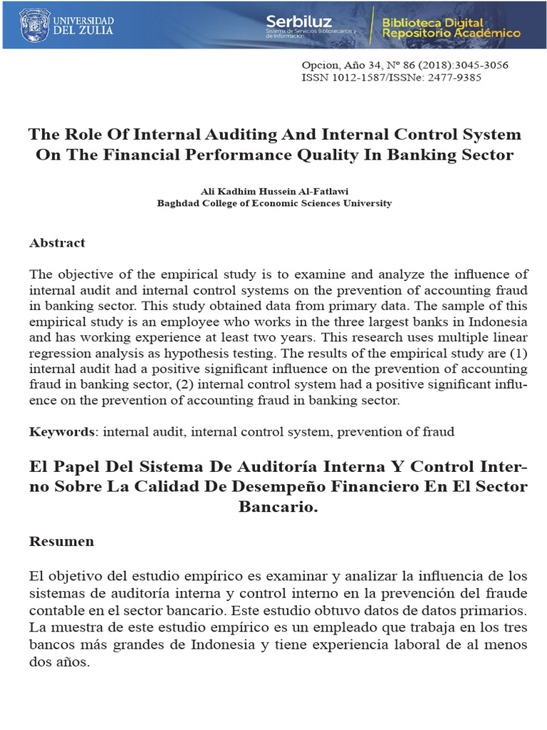 The Role of Internal Auditing and Internal Control System On The Financial Performance Quality ...