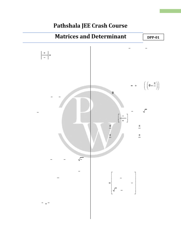 Matrices & Determinants - DPP 01 | PDF | Matrix (Mathematics) | Matrix Theory