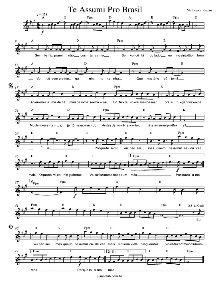Matheus e Kauan - Te Assumi Pro Brasil - Violino | PDF