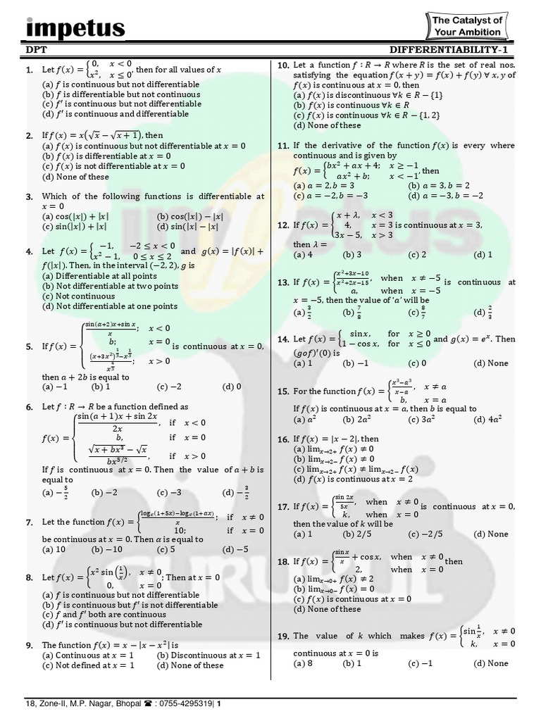 Differentiability Concepts and Problems | PDF | Mathematical Relations ...