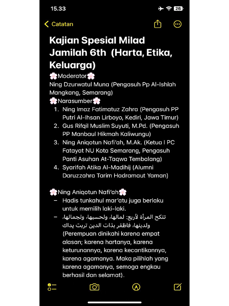 Kajian Spesial Milad Jamilah 6th (Harta, Etika, Dan Keluarga) | PDF