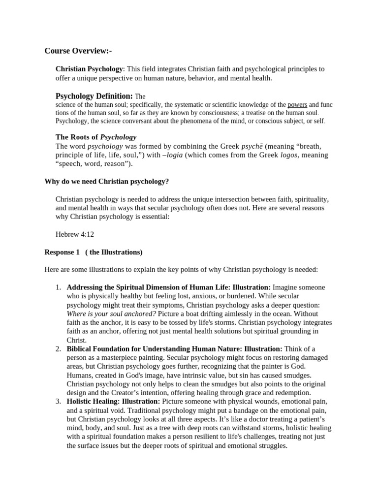 Importance of Christian Psychology | PDF | Psychology | Psychotherapy
