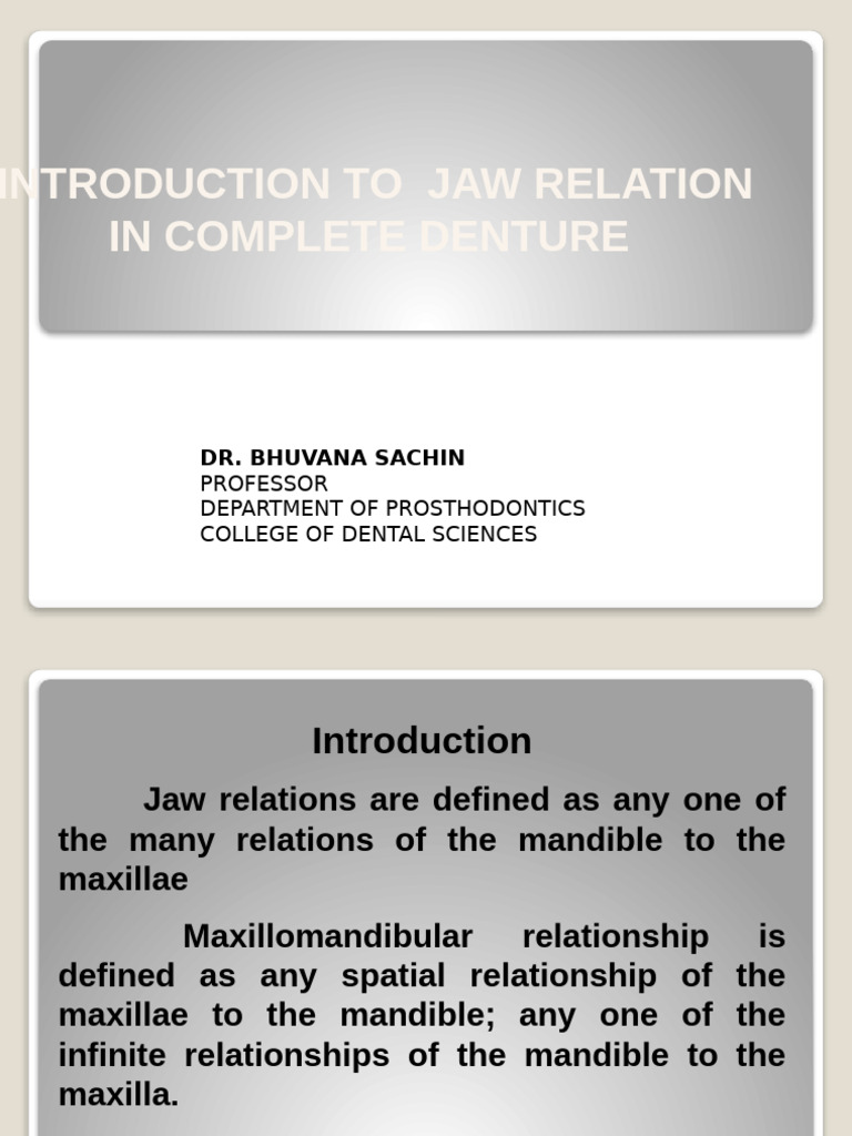 Understanding Jaw Relations in Dentures | PDF | Dentistry Branches ...