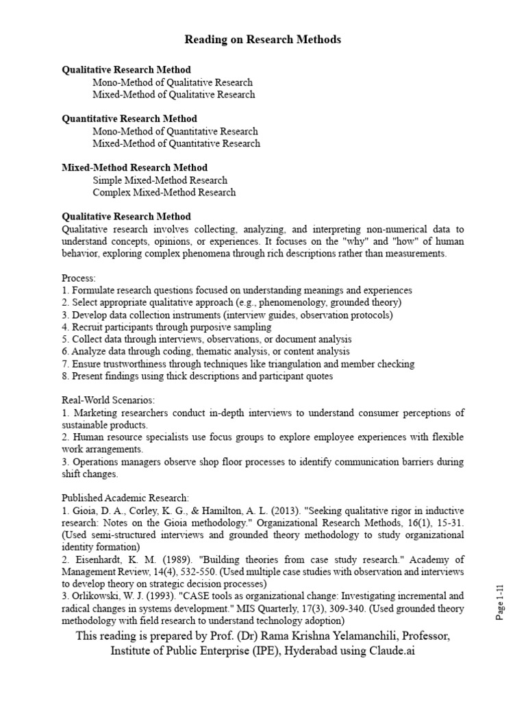 Types of Research Methods | PDF | Qualitative Research | Methodology