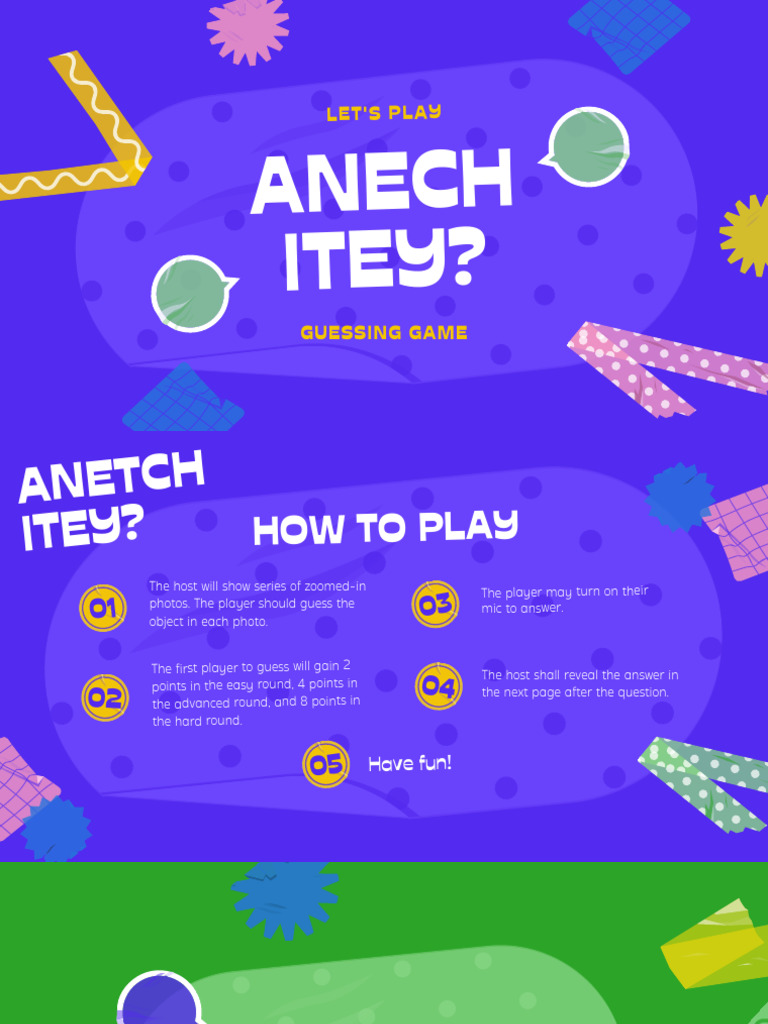 Guessing Game Fun Presentation in Purple Pink Stickers and Badges Style ...