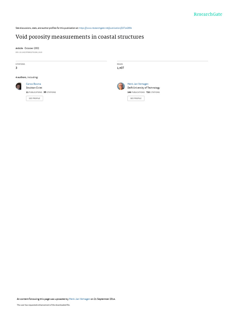 Void Porosity Measurements in Coastal Structures | PDF | Porosity | Density