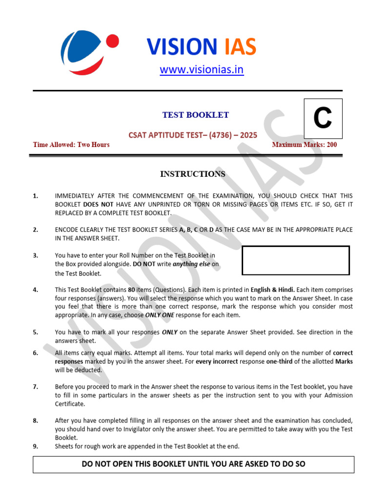 Csat Test 1 questions | PDF