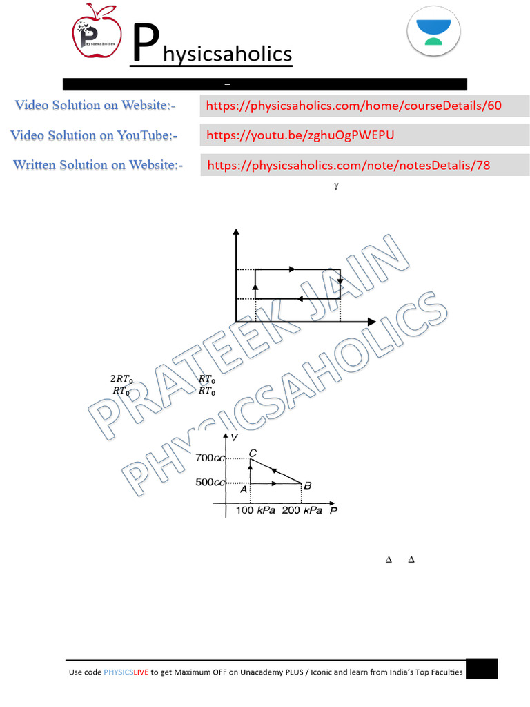 DPP-4 (JEE Main & Adv.) Thermodynamics- Applying FLOT in Different Processes | PDF | Heat | Gases