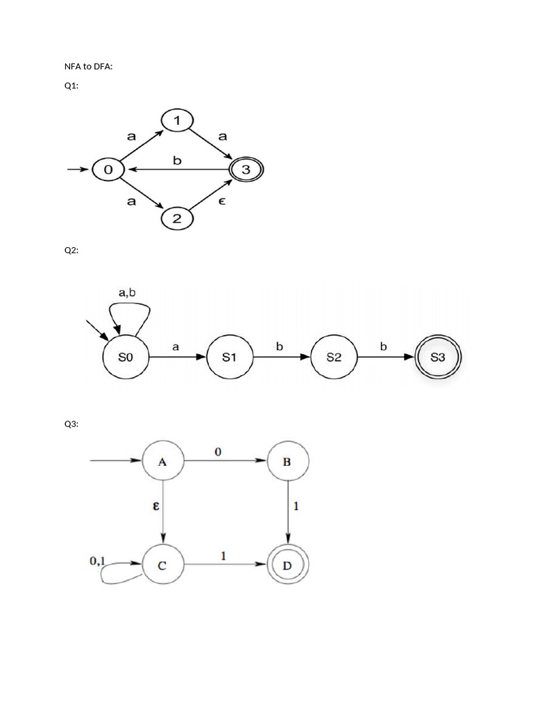 NFA-DFA Questions | PDF
