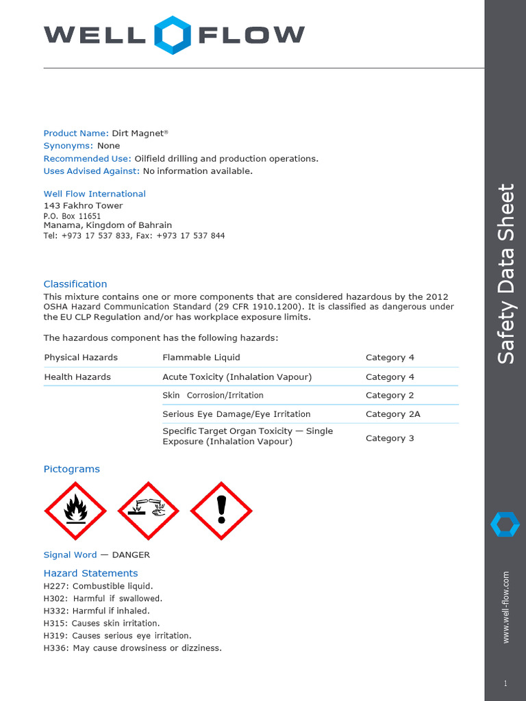 DIRT MAGNET SDS | PDF | Personal Protective Equipment | Toxicity