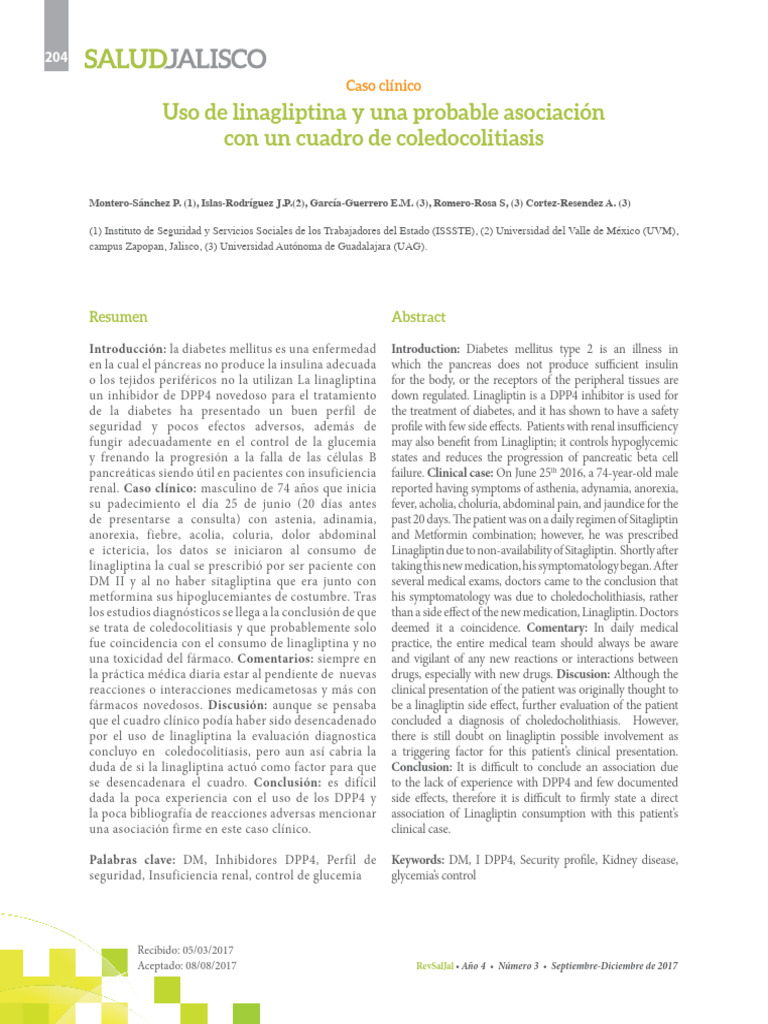 Uso de Linagliptina y Una Probable Asociación Con Un Cuadro de ...