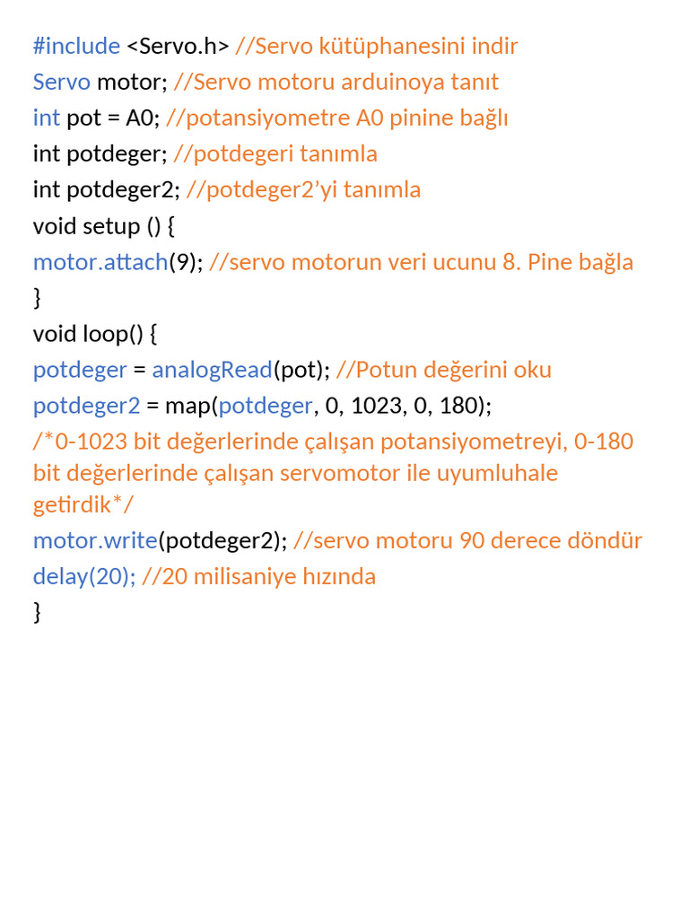 Pot Ve Servo Motor Kodlar | PDF