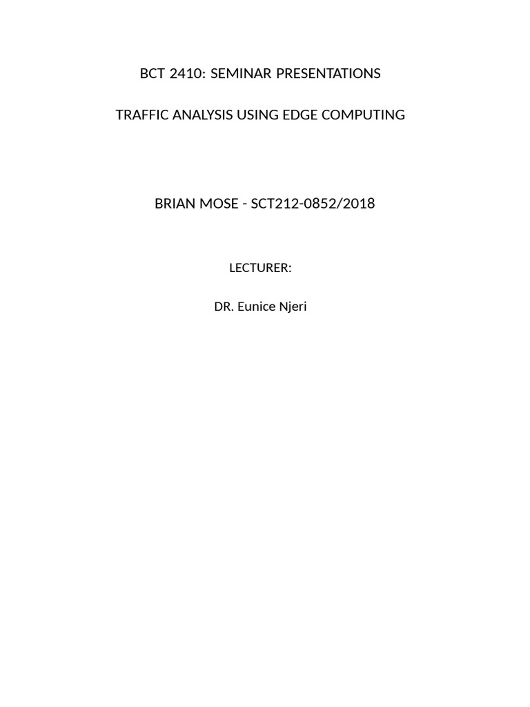 Traffic Analysis Using Edge Computing Project - Brian Mose | PDF ...