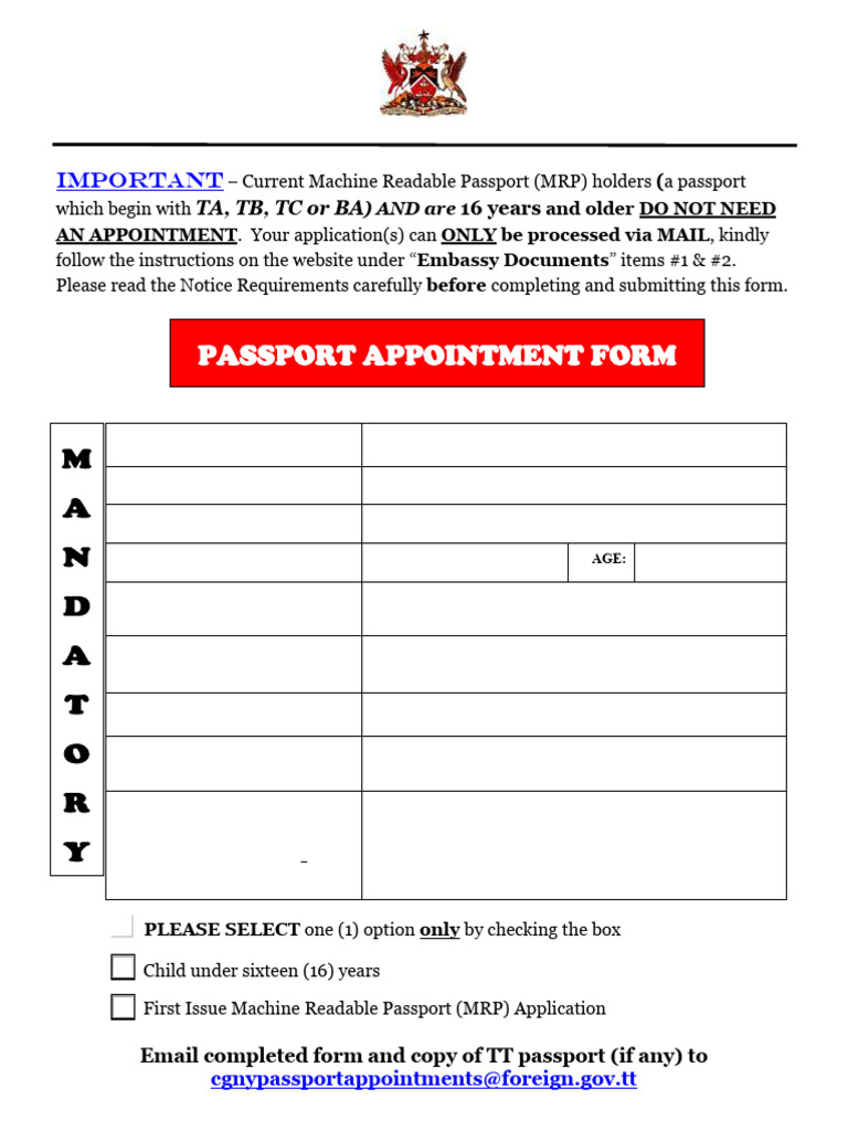 Trinidad & Tobago Passport Application Guide | PDF