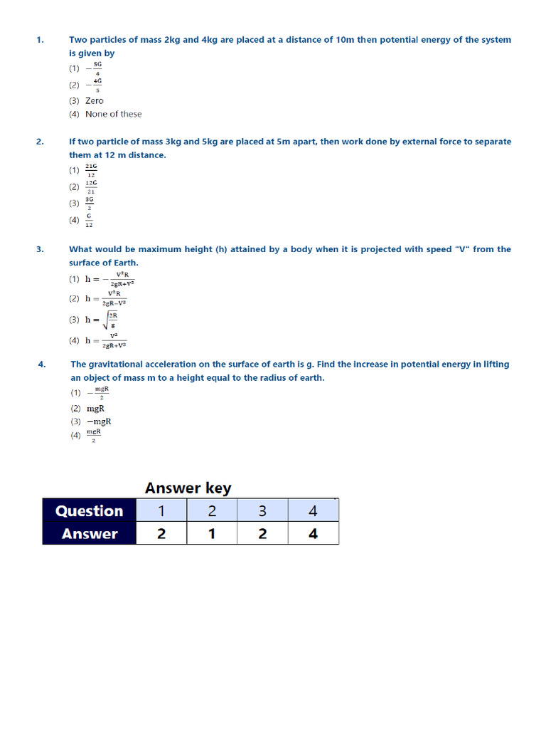 Gravitation Sheet 2 NEET | PDF