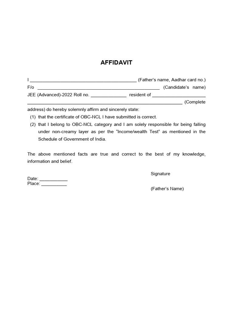 Affidavit Obc NCL | PDF