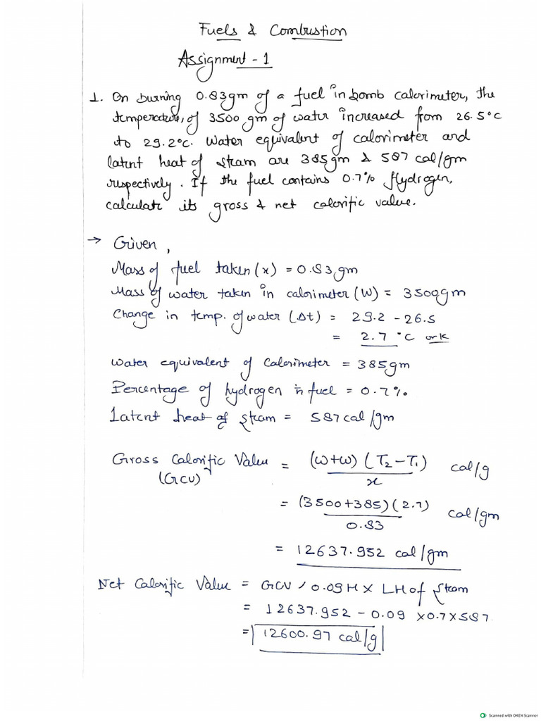 Feuls and Combustion Assignment | PDF