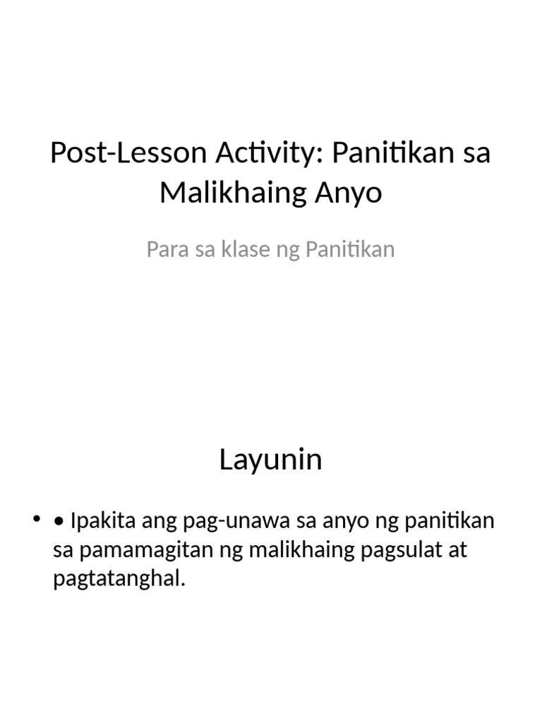 Post Lesson Anyo NG Panitikan Complete | PDF