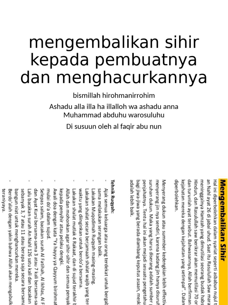 Mengembalikan Sihir Dan Penyakit Kepada Pembuatnya | PDF