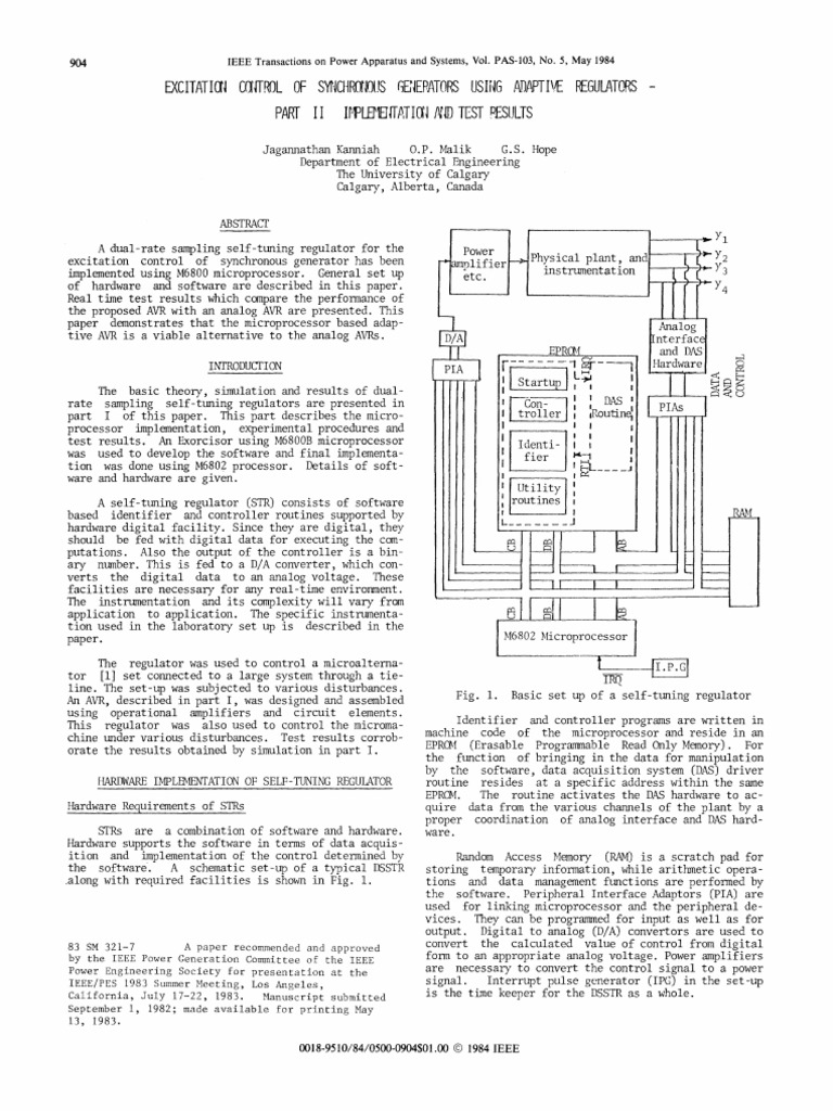 Excitation_Control_of_Synchronous_Generators_Using_Adaptive_Regulators-Part_II_Implementation ...