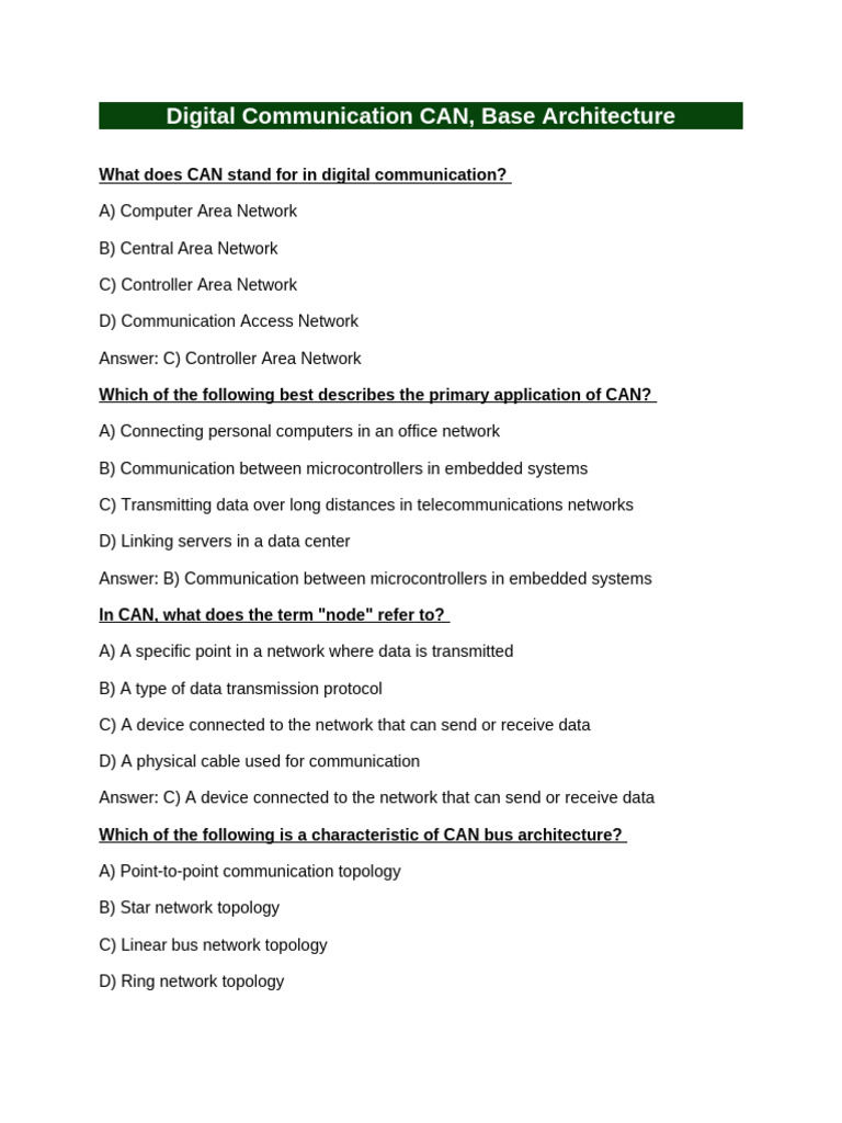 Understanding Controller Area Network (CAN) | PDF | Network Topology ...