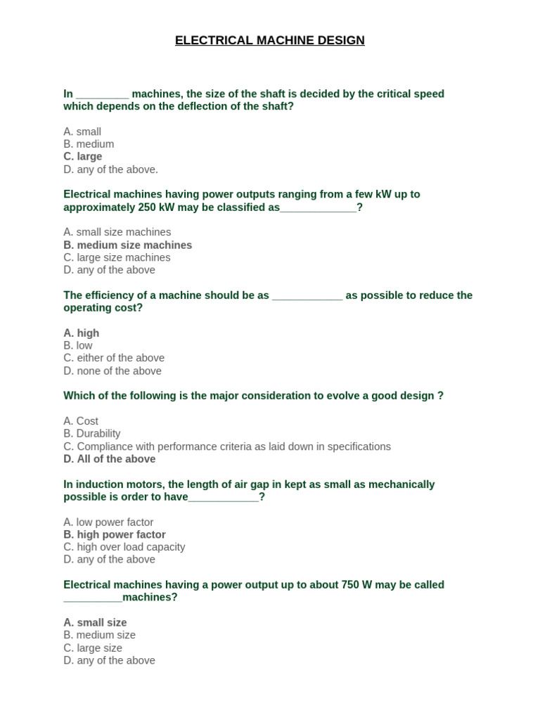 ELECTRICAL MACHINE DESIGN | PDF | Transformer | Electric Motor