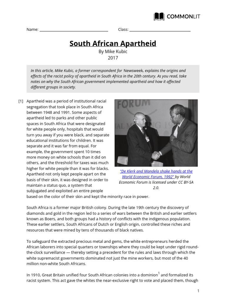 South African Apartheid-Student | PDF | Nelson Mandela | Apartheid