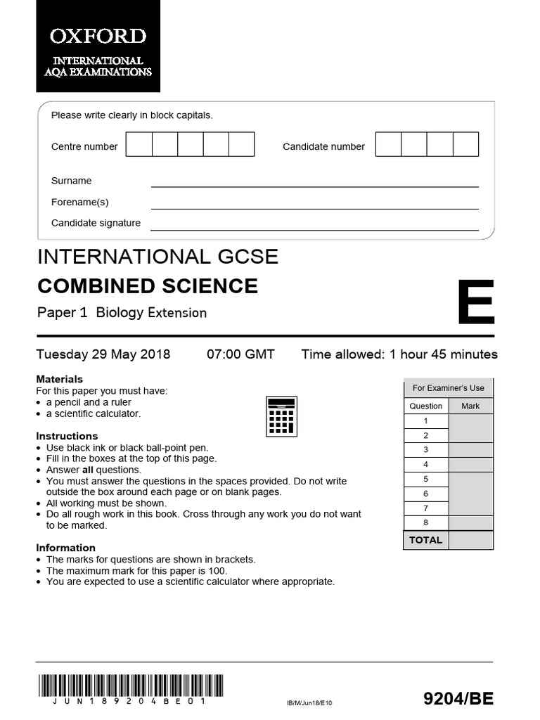 Gcse Combined Science Jun 18 Biology Extension ...