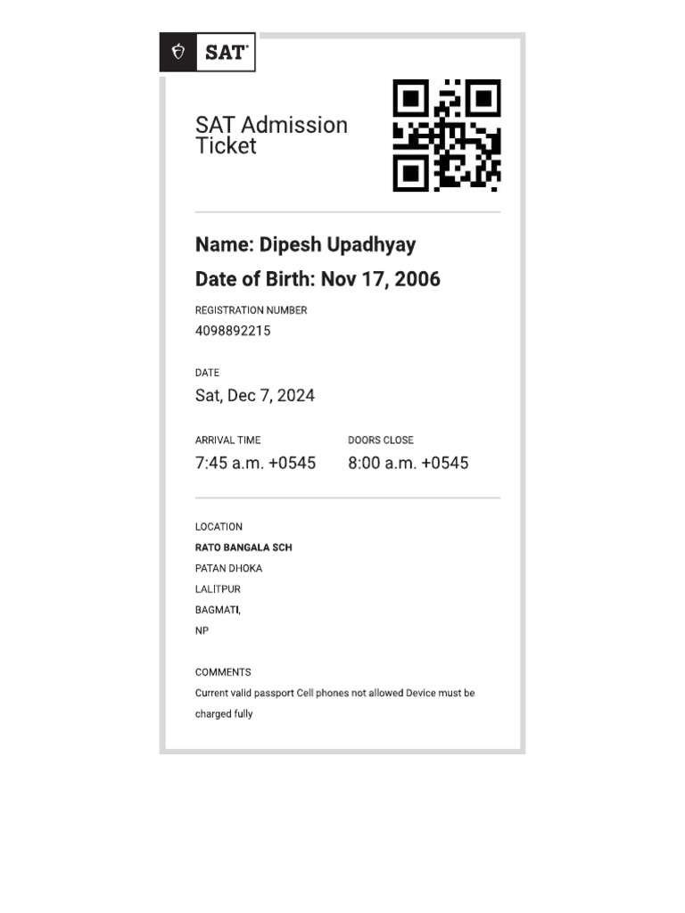 SAT Ticket | PDF